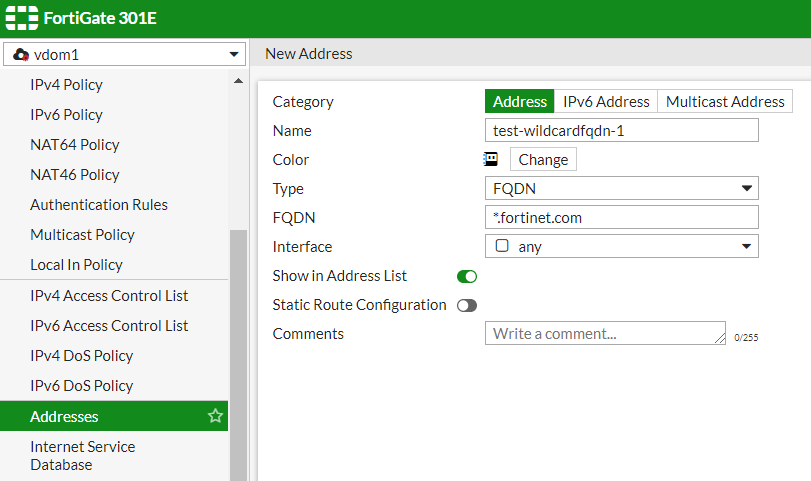 Using wildcard FQDN addresses in firewall policies | FortiGate ...