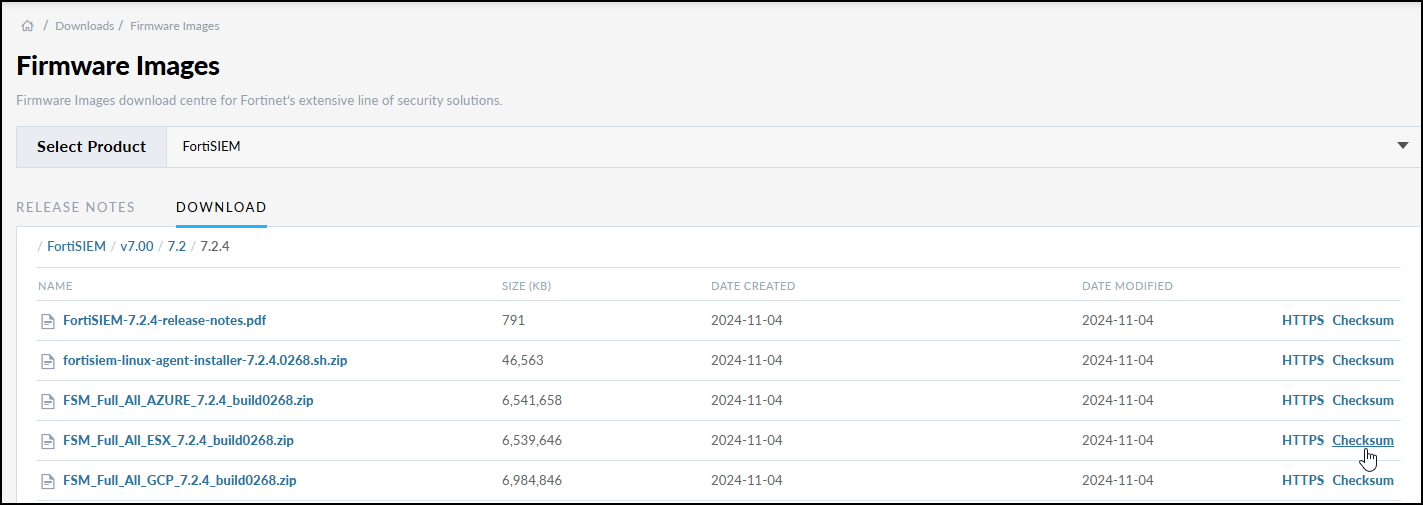 Downloading FortiSIEM Products | FortiSIEM 7.3.2 | Fortinet Document Library