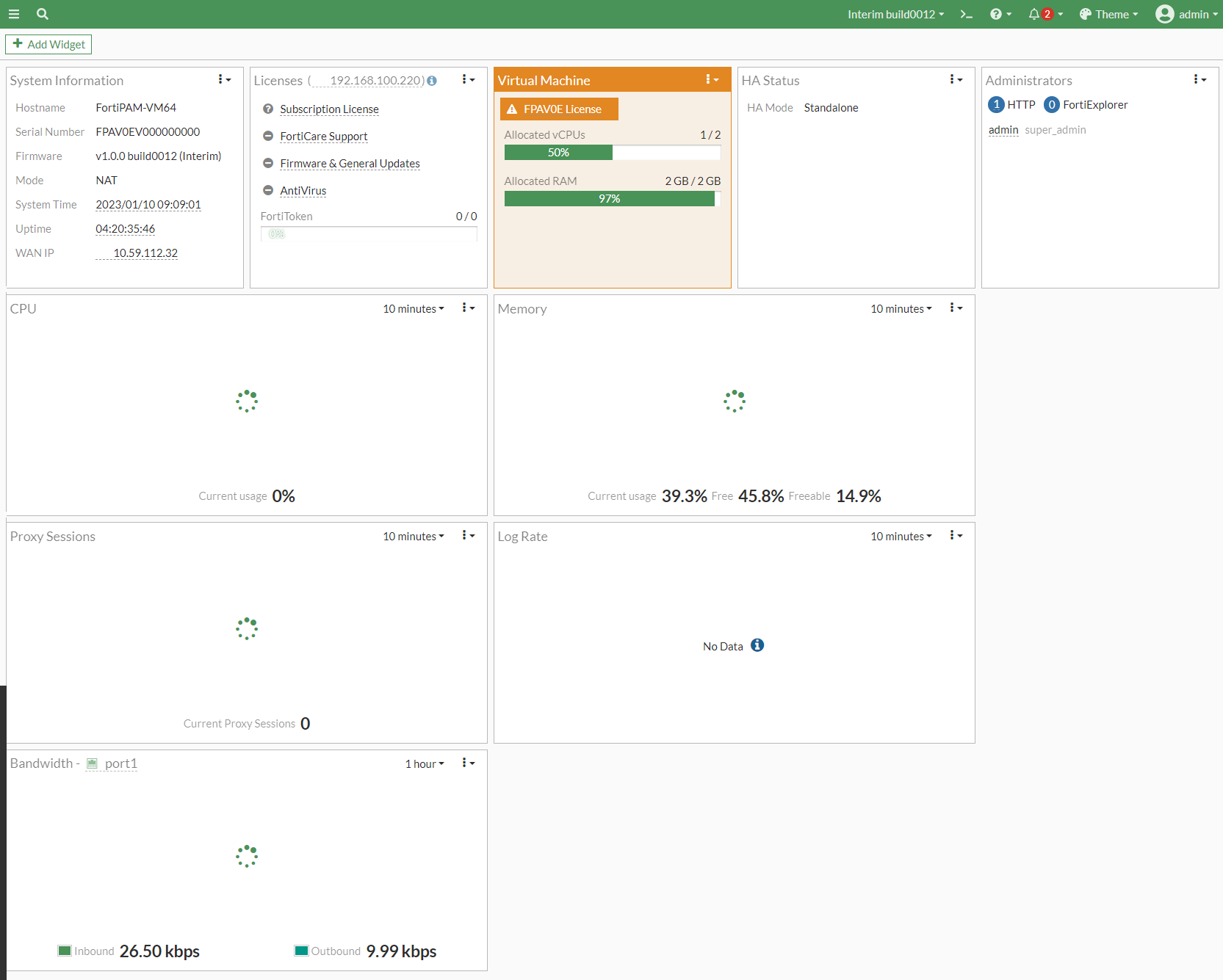 Dashboard | FortiPAM 1.2.0 | Fortinet Document Library