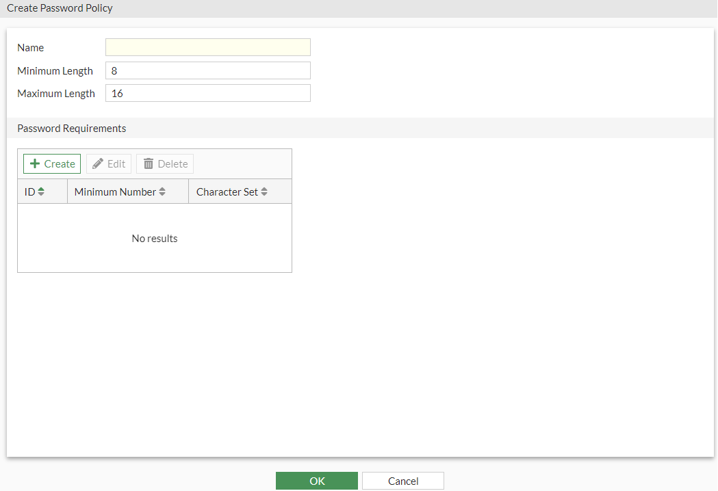 Creating a password policy | FortiPAM 1.2.0 | Fortinet Document Library