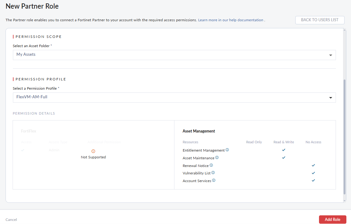 Creating a Partner role as a Customer | FortiCloud Services 25.3.0 ...
