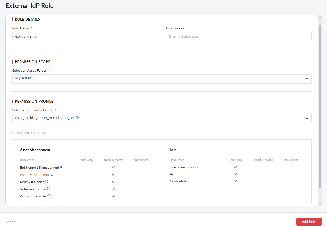 Adding external IdP roles to the application | FortiCloud Services 25.3 ...