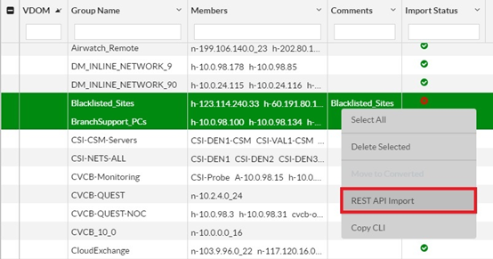 Import config to FortiGate via RESTful APIs | FortiConverter Tool 7.2.1 ...