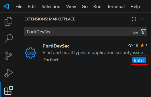 Installing FortiDevSec Visual Studio Code Extension | FortiDevSec 25.1.0 | Fortinet Document Library