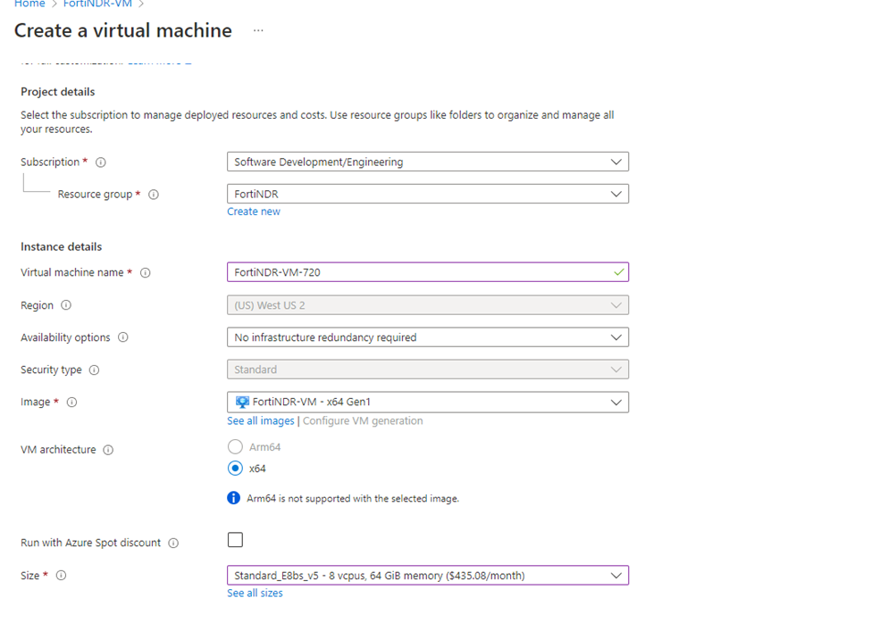 Deploying the FortiNDR-VM | FortiNDR Public Cloud 7.2.0