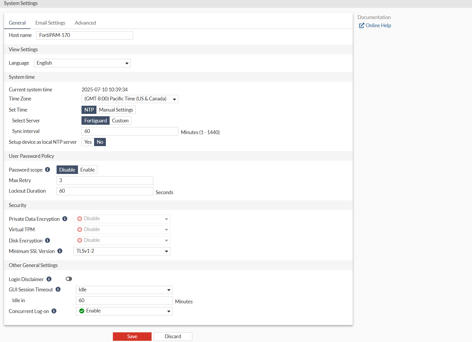 Settings | FortiSRA 1.7.0 | Fortinet Document Library