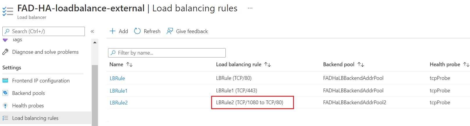 Example: FortiADC L7 Virtual Server with HA VRRP mode using Azure Load Balancer Topology ...