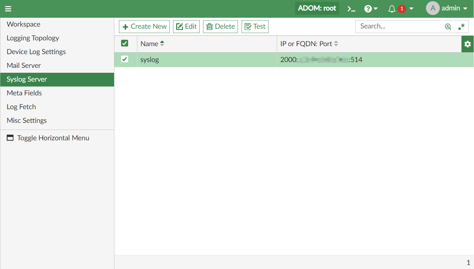FortiManager supports IPv6 address type for syslog server configuration ...