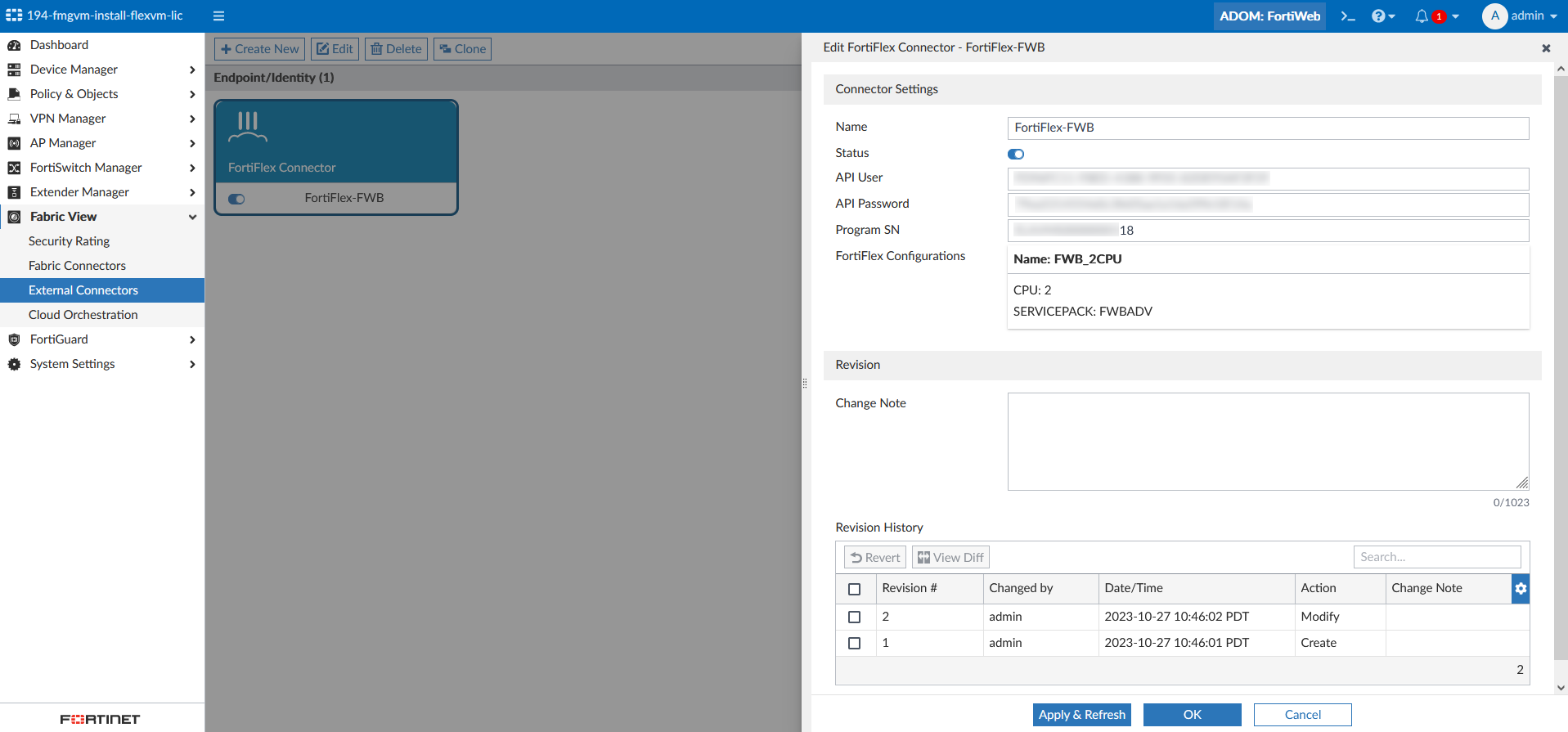 FortiManager manages the licenses for air-gapped FortiWeb via the ...