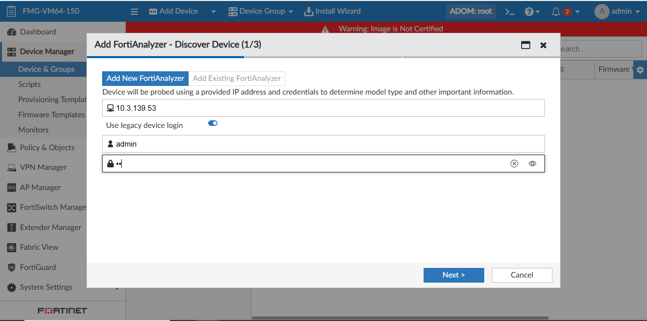 Automatically set central-management settings for FortiAnalyzer HA ...