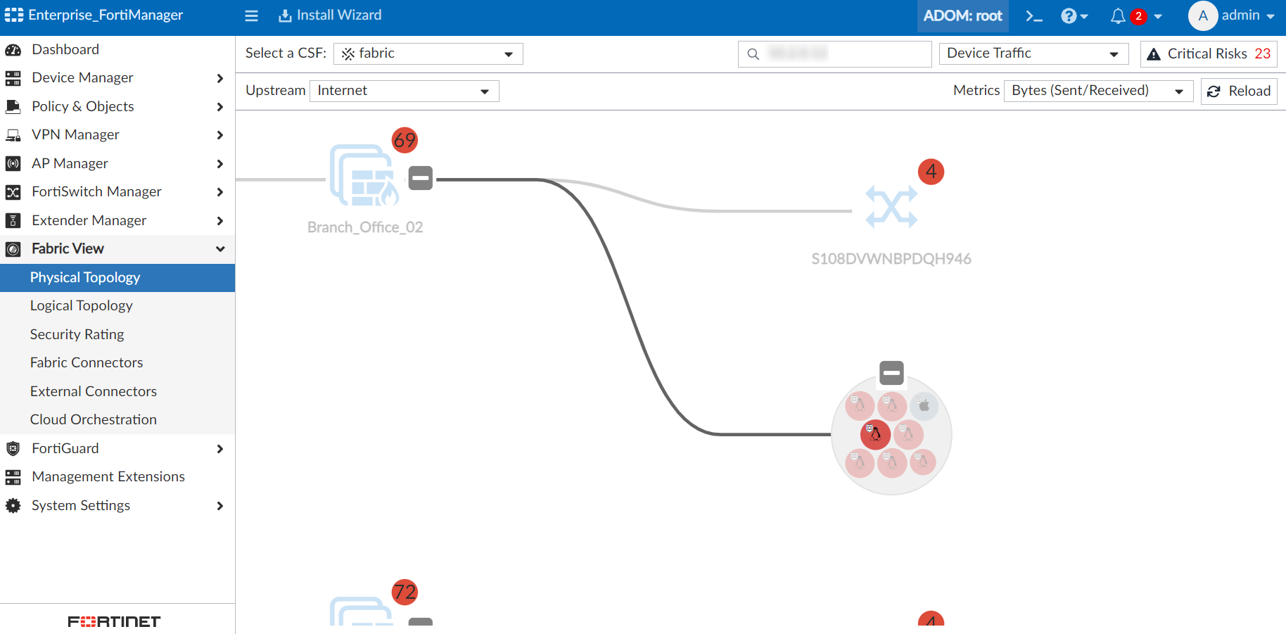 Updated CSF topology view on FortiManager | FortiManager 7.4.0 | Fortinet Document Library