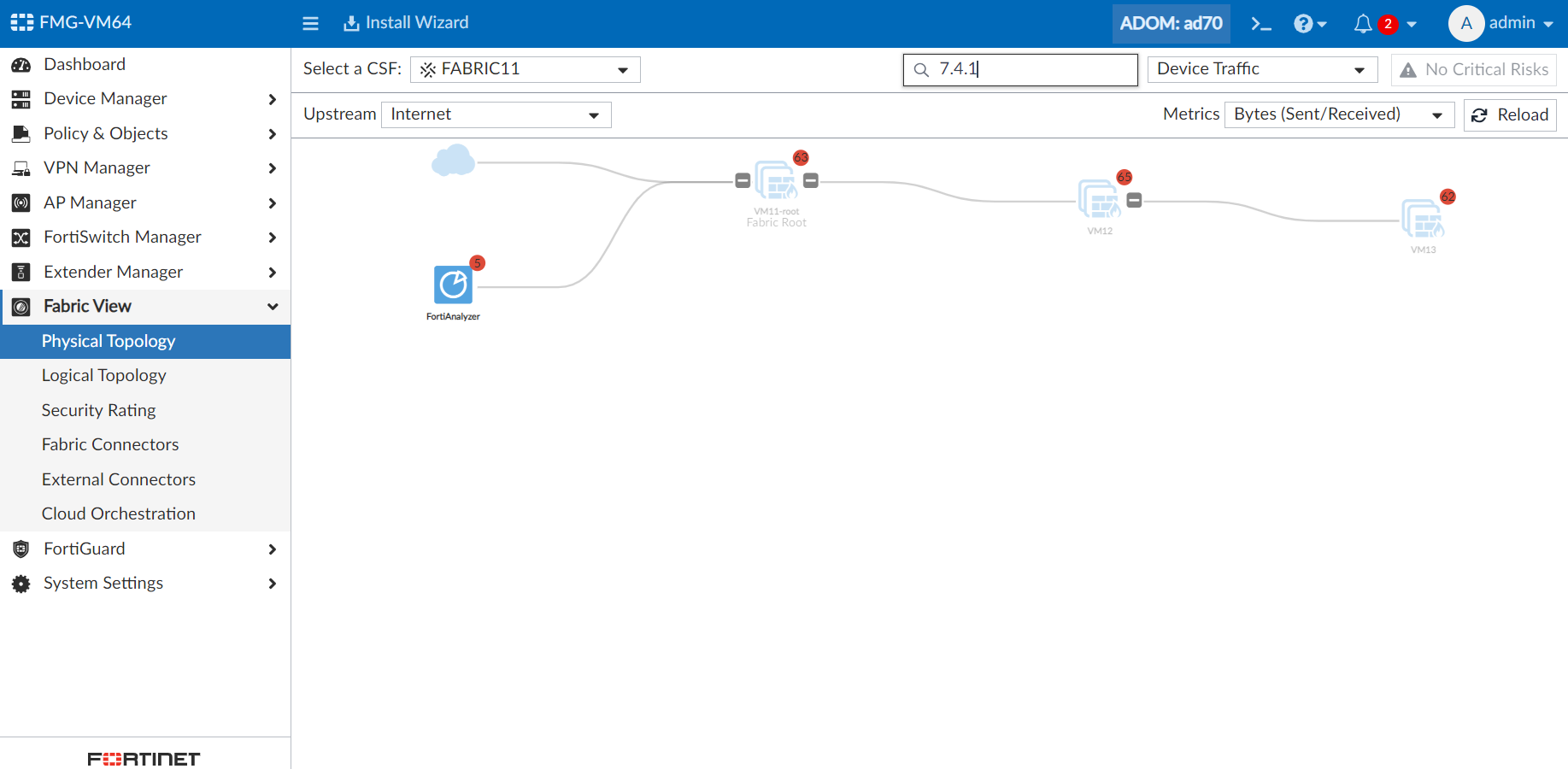 Updated CSF topology view on FortiManager | FortiManager 7.4.0 ...