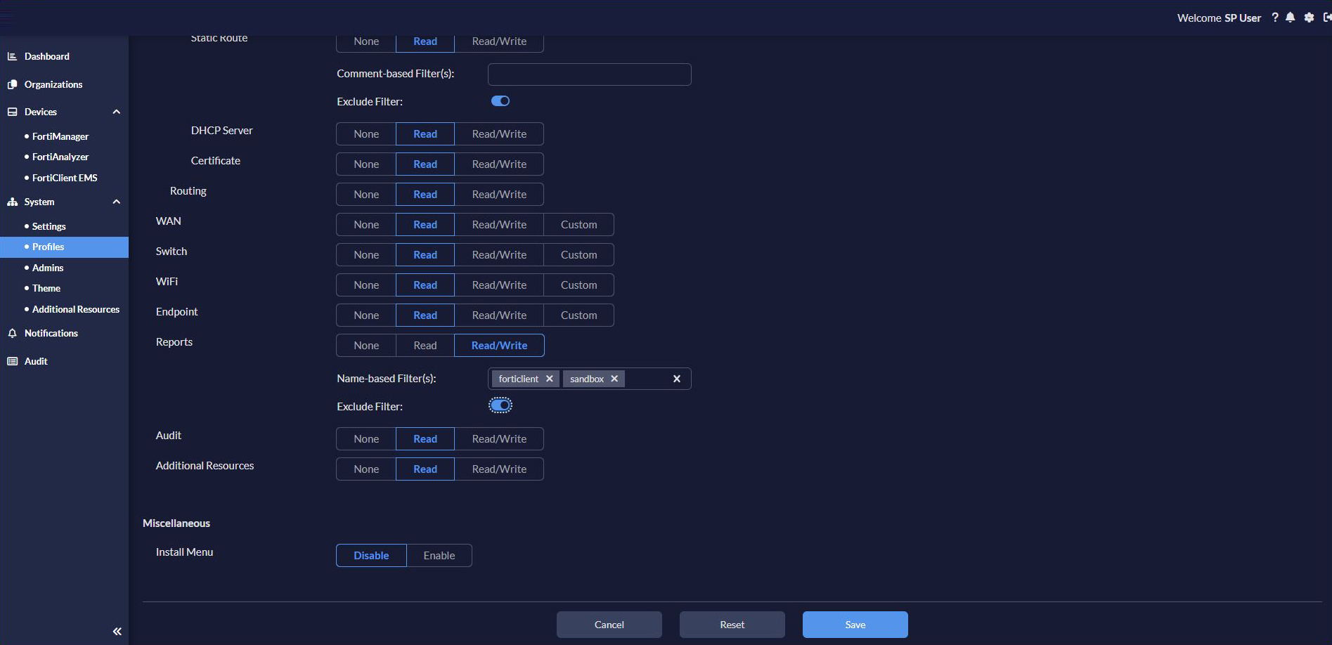 Configuring a name-based report filter | FortiPortal 7.4.5 | Fortinet ...