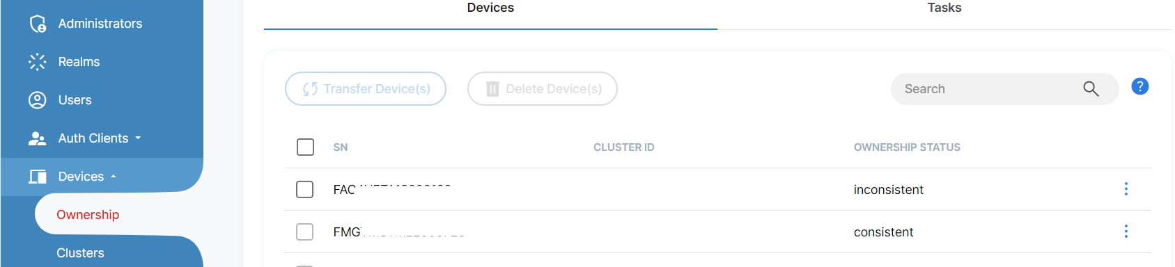 Transfer devices on FTC | FortiToken Cloud | Fortinet Document Library