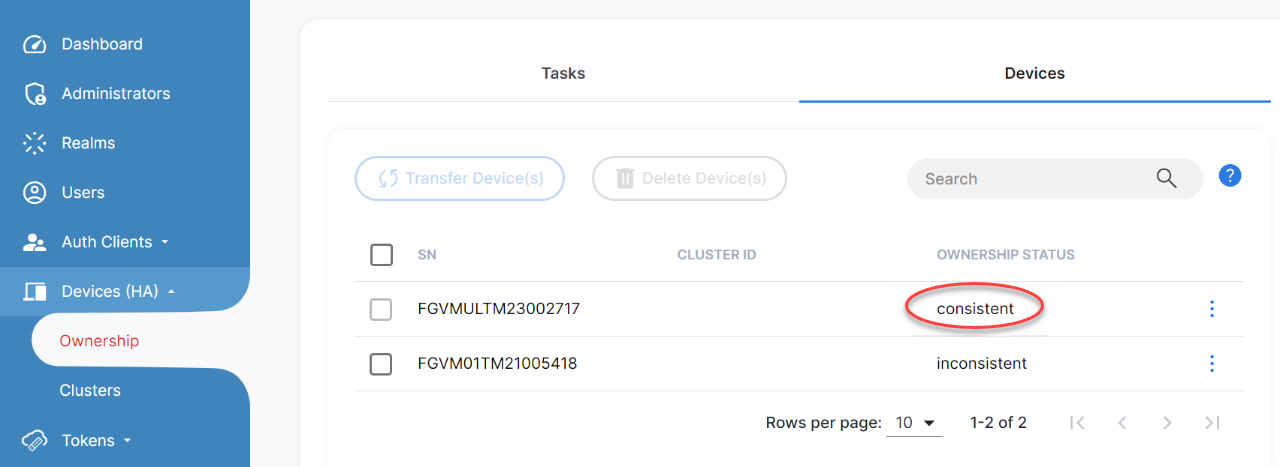 Transfer devices on FTC | FortiToken Cloud | Fortinet Document Library