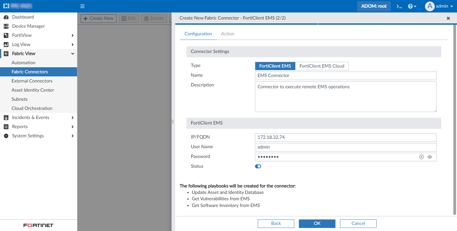 Configuring an EMS connector for use in automation playbooks ...