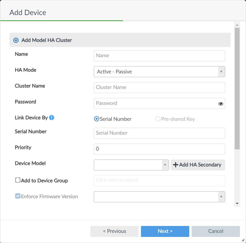 Adding a model FortiGate HA cluster | FortiManager 7.0.0
