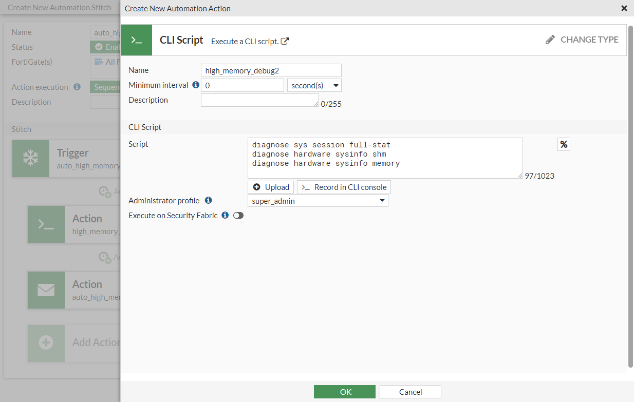 Execute A Cli Script Based On Memory And Cpu Thresholds Fortigate Fortios 724 Fortinet
