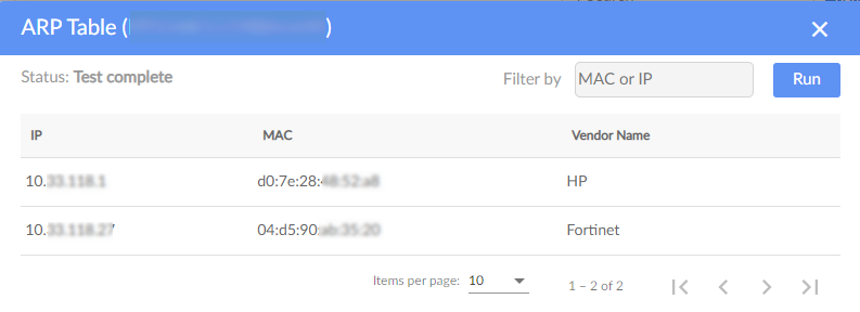 ARP Table | FortiEdge Cloud 25.2.a | Fortinet Document Library