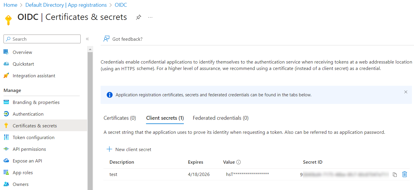 Example 4: Azure OIDC as IdP | FortiToken Cloud 24.3.a | Fortinet ...