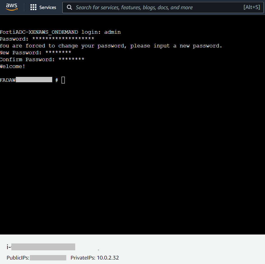 Connecting to the primary FortiADC-VM | FortiADC Public Cloud ...