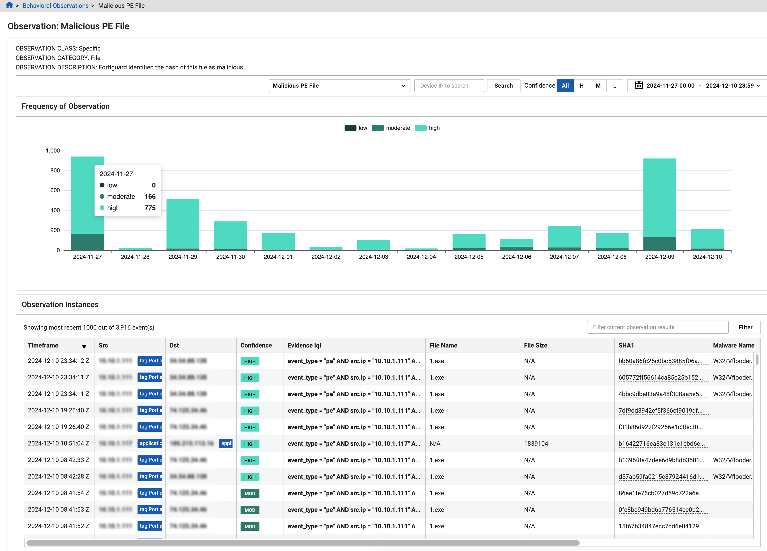 Observation details | FortiNDR Cloud | Fortinet Document Library
