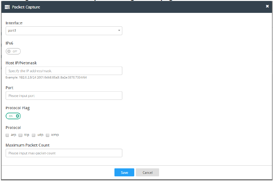 Packet capture | FortiADC 7.0.6 | Fortinet Document Library