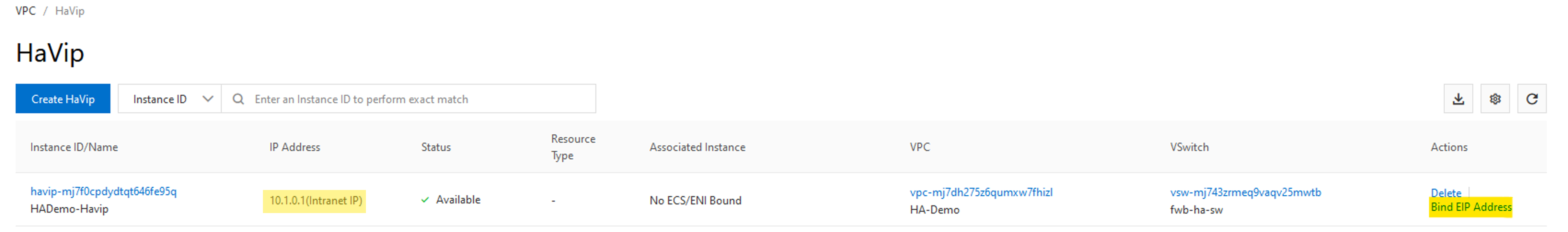 Creating an HaVip | FortiWeb Public Cloud 6.4.0