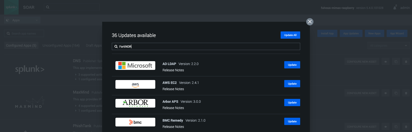Update the FortiNDR Cloud App | FortiNDR Cloud 2024.2.0 | Fortinet Document Library