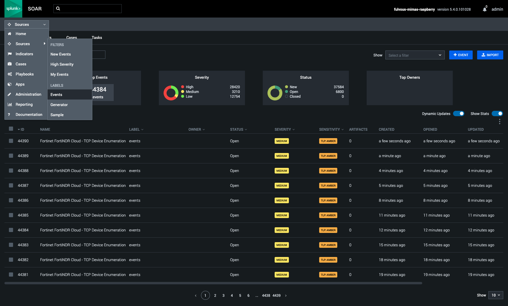 Viewing Events in Splunk SOAR | FortiNDR Cloud 2024.2.0 | Fortinet ...