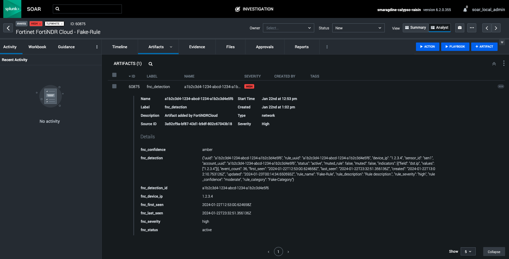 Viewing Events in Splunk SOAR | FortiNDR Cloud 2024.2.0 | Fortinet ...