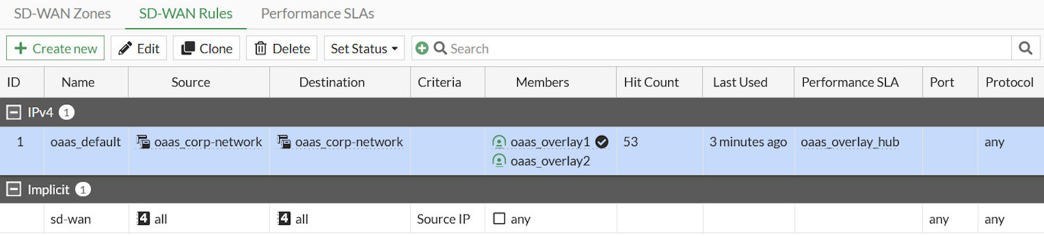 Verifying SD-WAN rules on a spoke FortiGate | Overlay-as-a-Service 23.3 ...