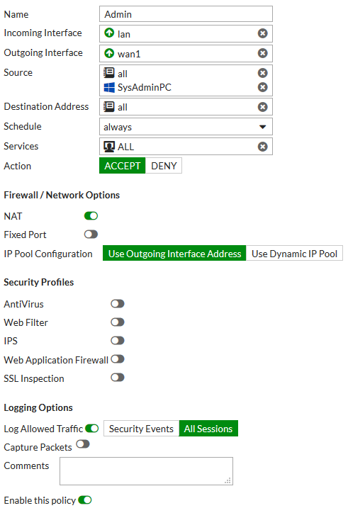 Creating security policies | FortiGate / FortiOS 5.4.0 | Fortinet ...