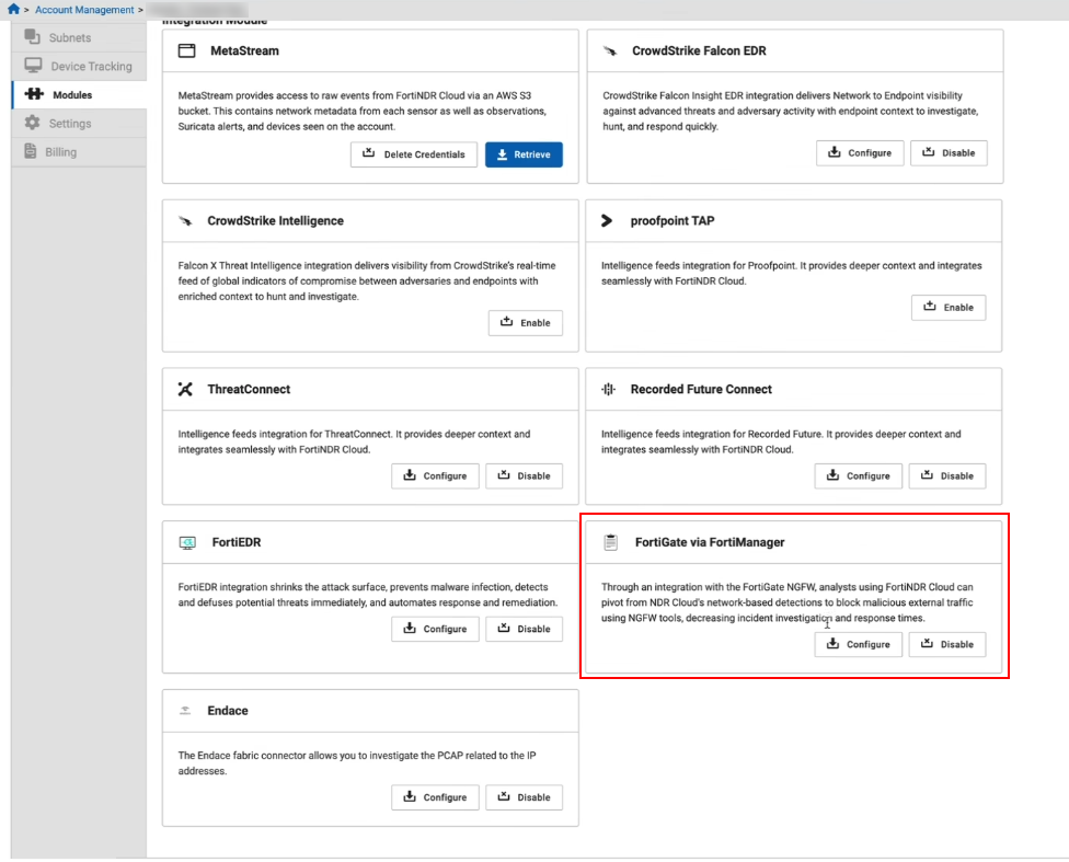 Response configuration | FortiNDR Cloud 25.2.c | Fortinet Document Library