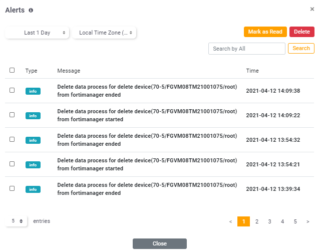 Alerts | FortiPortal 6.0.14