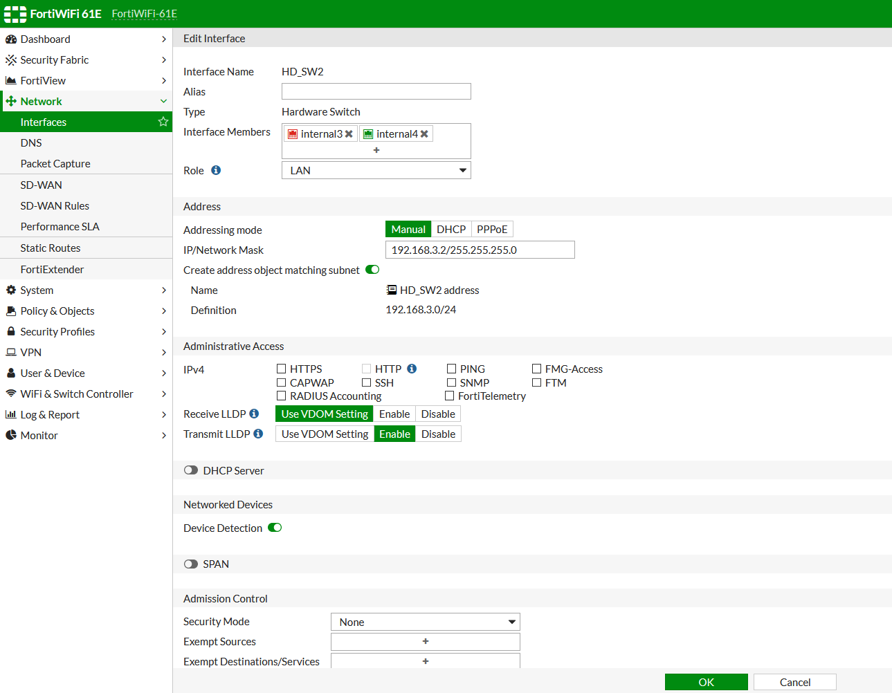 Configuring SD-WAN in an HA cluster using internal hardware switches ...