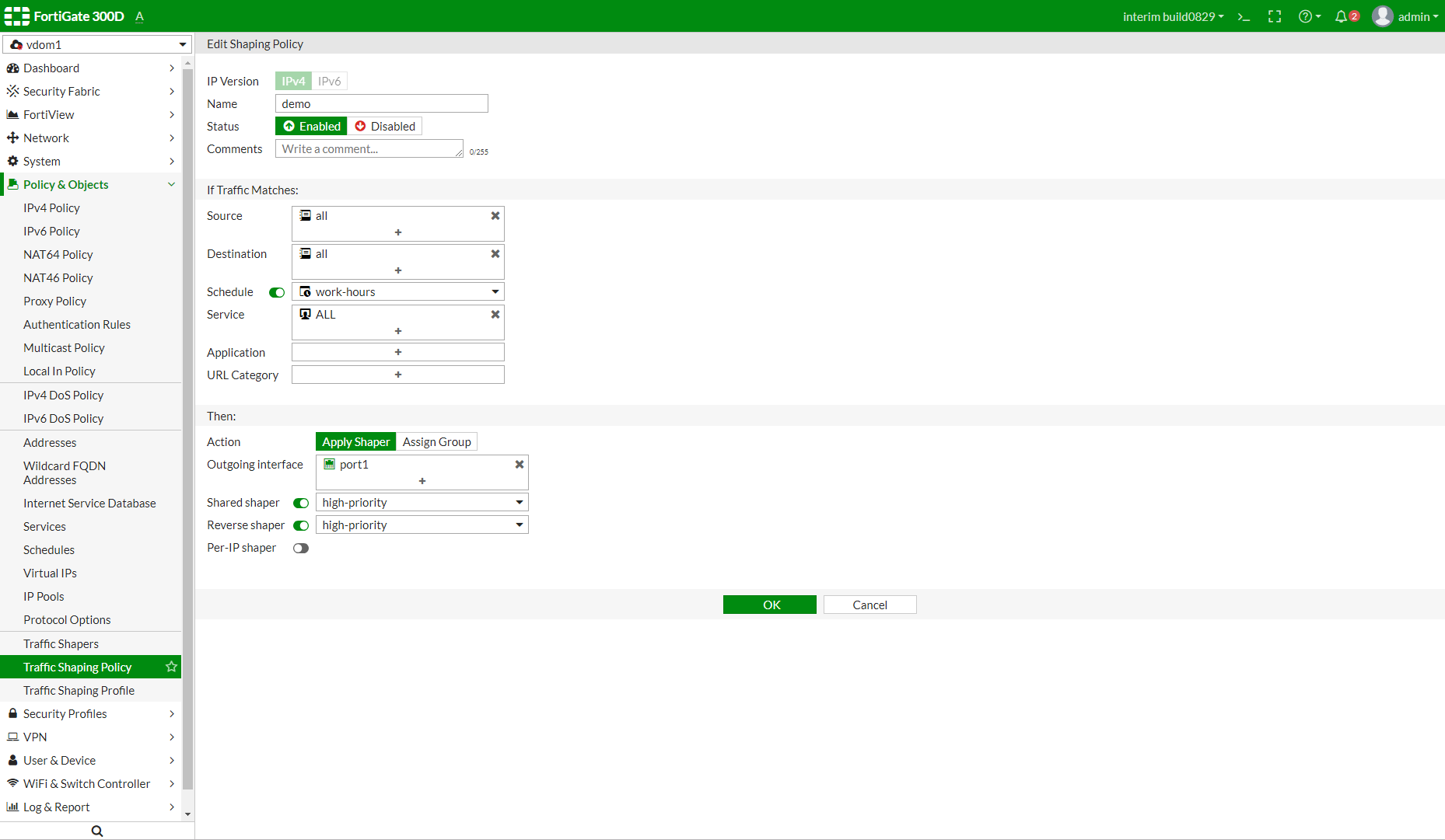 Traffic shaping schedules | FortiGate / FortiOS 6.2.8