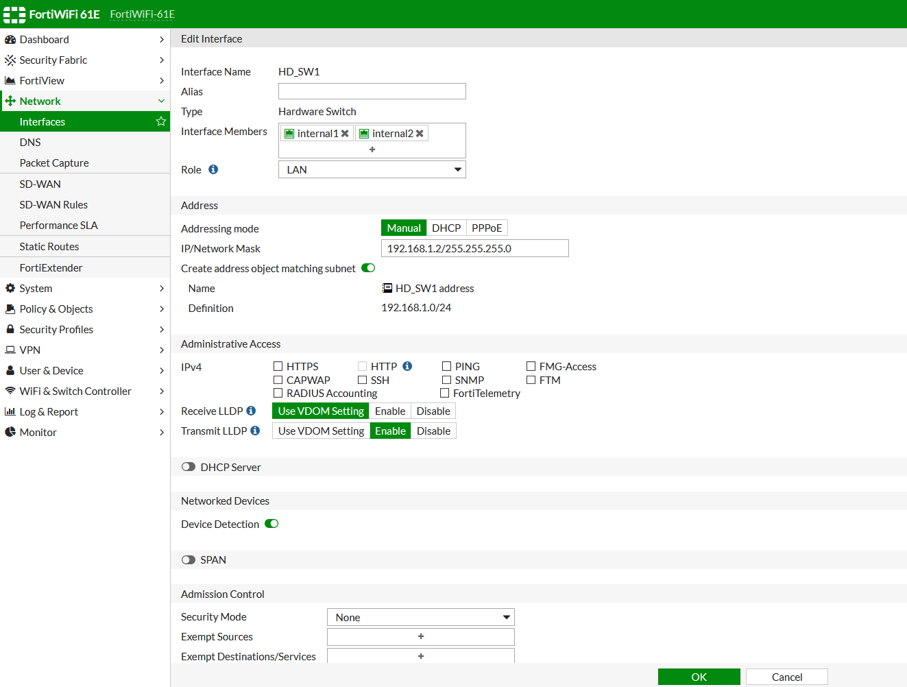 Configuring SD-WAN in an HA cluster using internal hardware switches ...