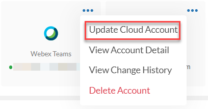Update Webex Teams Account | FortiCASB 23.3.a