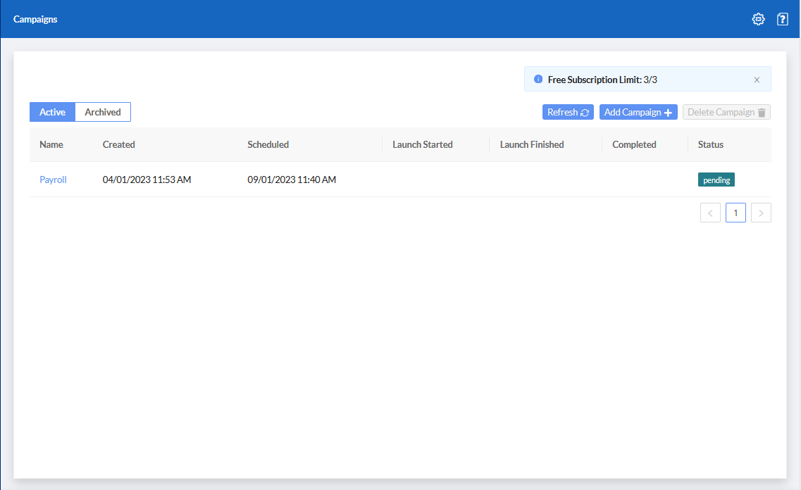 Campaigns | FortiPhish 23.4.0 | Fortinet Document Library