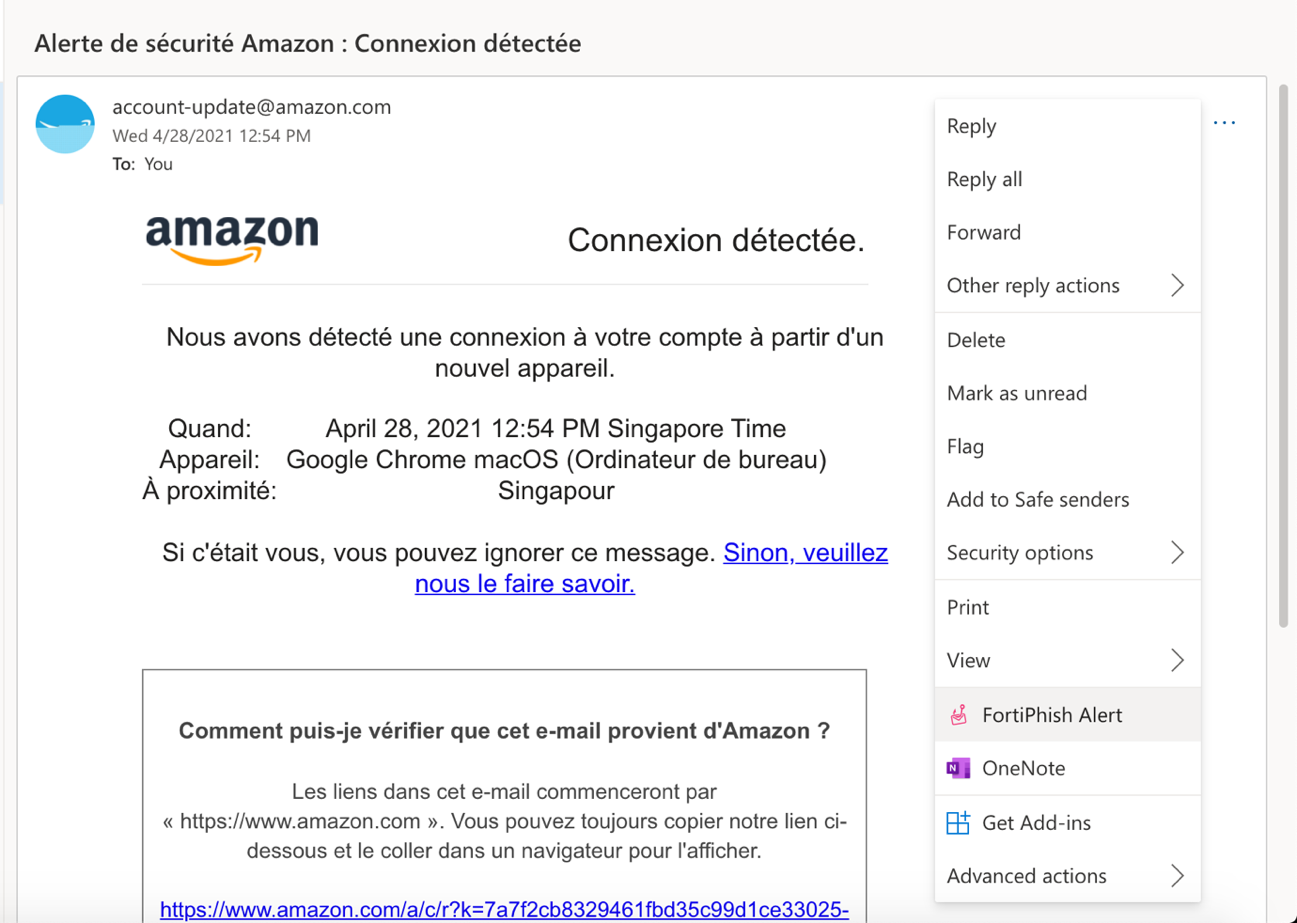 Adding alert buttons in Outlook | FortiPhish 23.4.0 | Fortinet Document ...
