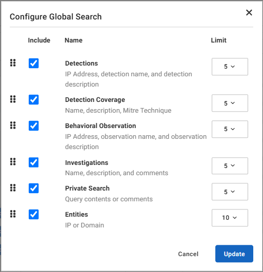Configuring global search | FortiNDR Cloud | Fortinet Document Library