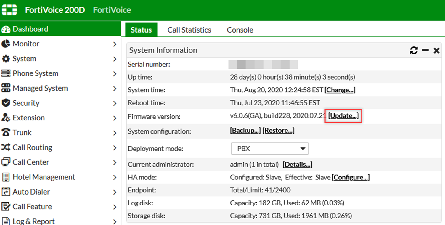 Upgrading the firmware in an HA group | FortiVoice 6.4.8 | Fortinet ...