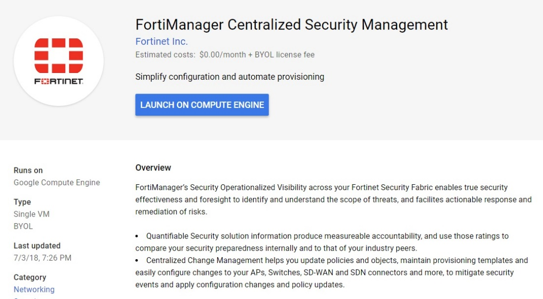 Initial Deployment | FortiManager Public Cloud 6.0.0