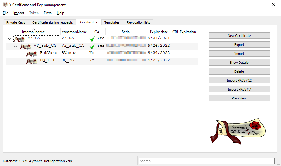 Creating certificates with XCA | FortiGate / FortiOS 6.2.17 | Fortinet ...