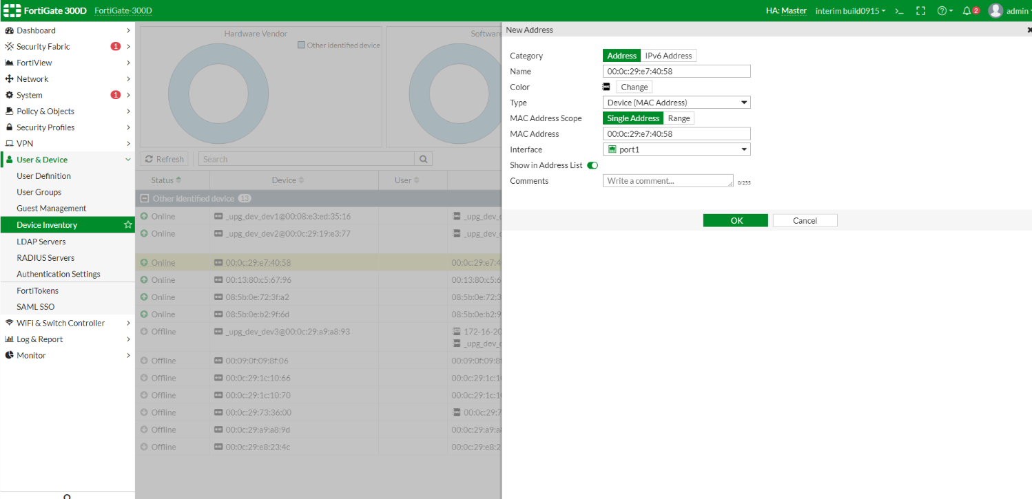 Adding MAC-based addresses to devices | FortiGate / FortiOS 6.2.17 ...