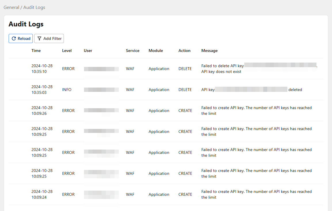 Audit Logs | FortiAppSec Cloud | Fortinet Document Library