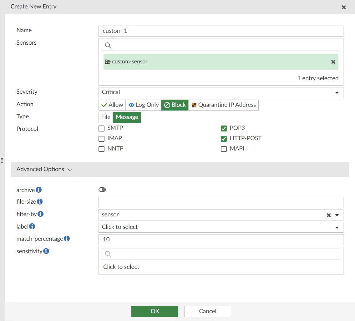 Configuring DLP dictionaries, sensors, and profiles | FortiSASE 24.3.42 ...