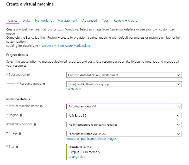 Creating a FortiAuthenticator-VM | FortiAuthenticator Public Cloud 6.2. ...