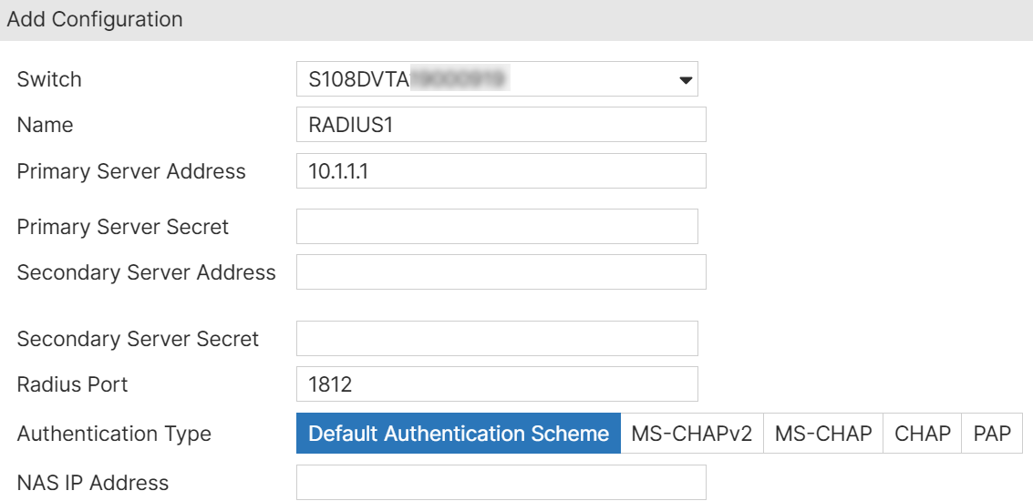 Creating a RADIUS authentication configuration | FortiLAN Cloud 23.4.0 ...